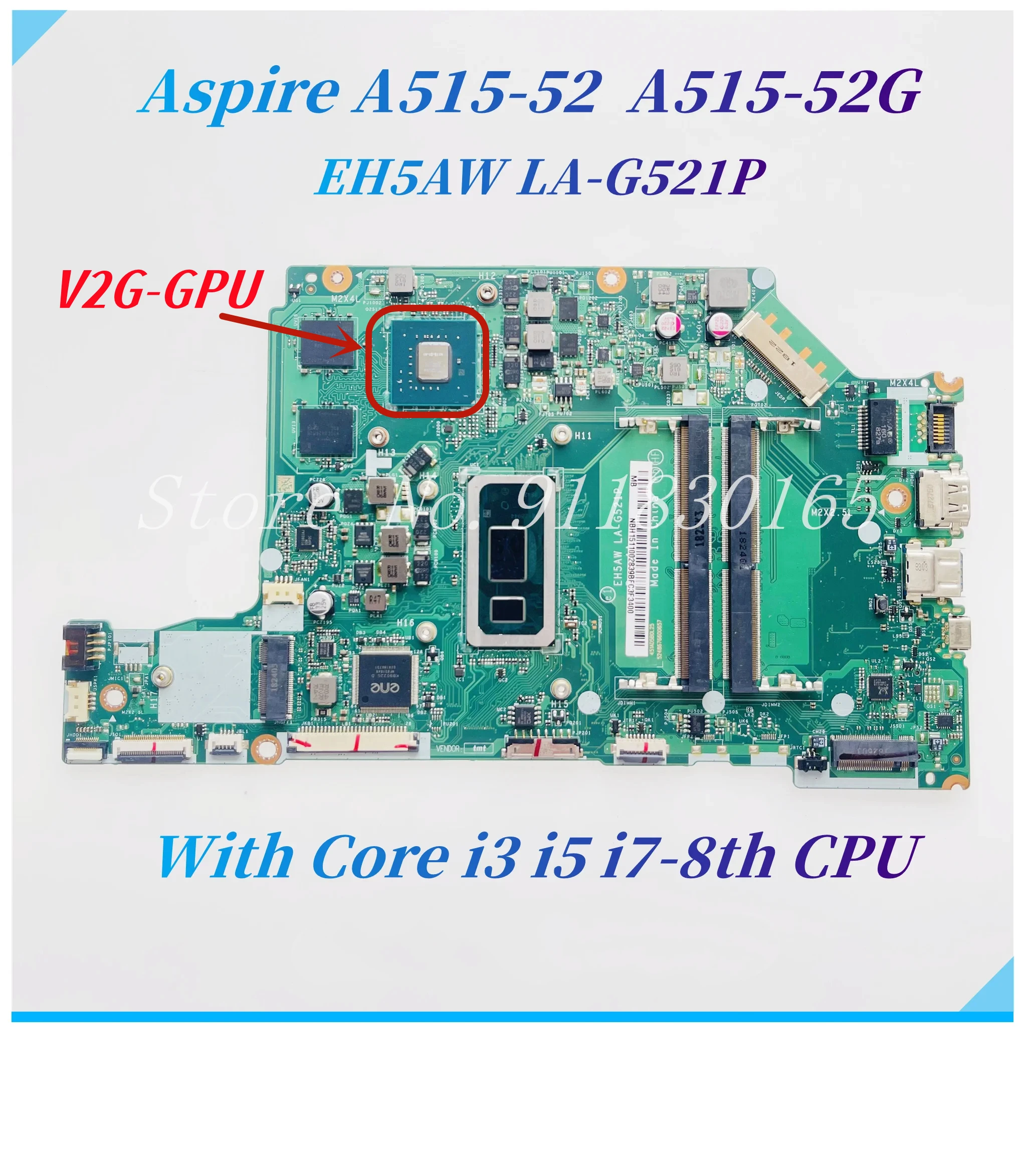 For-Acer-Aspire-A515-52-A515-52G-Laptop-Motherboard-EH5AW-LA-G521P-With ...