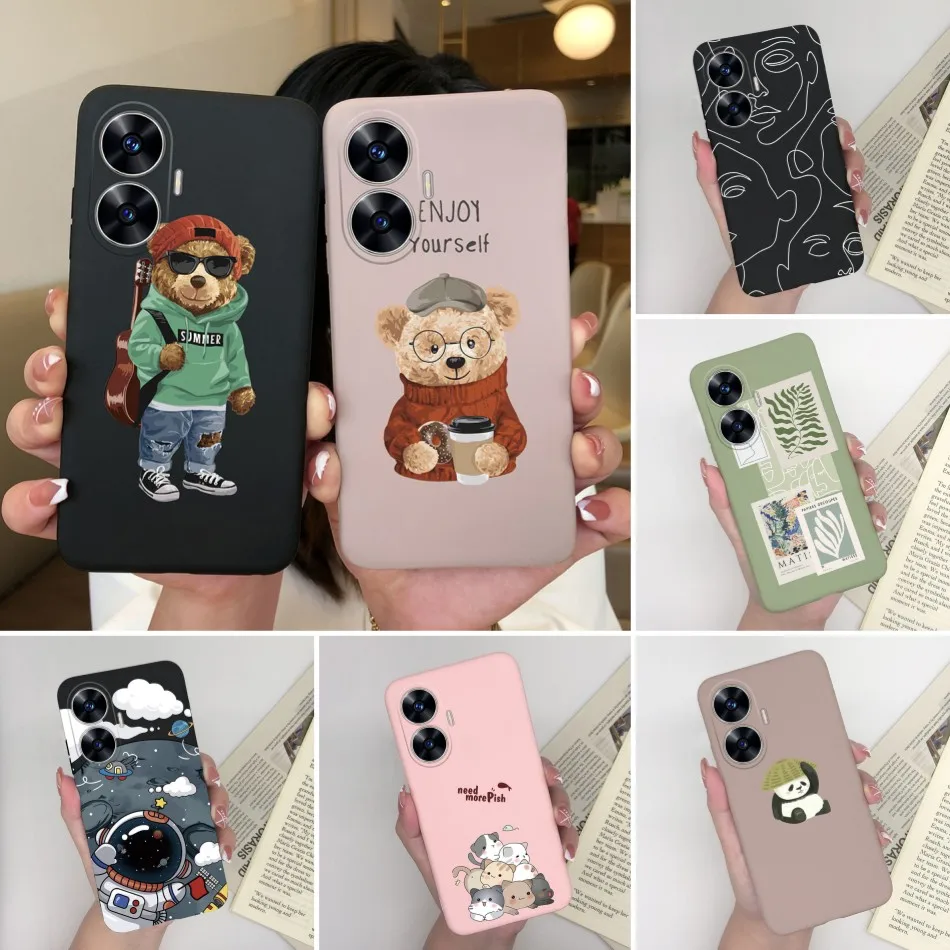 Phone Cases For Oppo Realme C55 4G Panda Bear Silicone Matte Shockproof ...