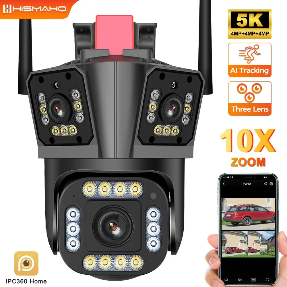 5K-12MP-Security-Camera-WiFi-10X-Zoom-Outdoor-Three-Lens-PTZ-CCTV ...