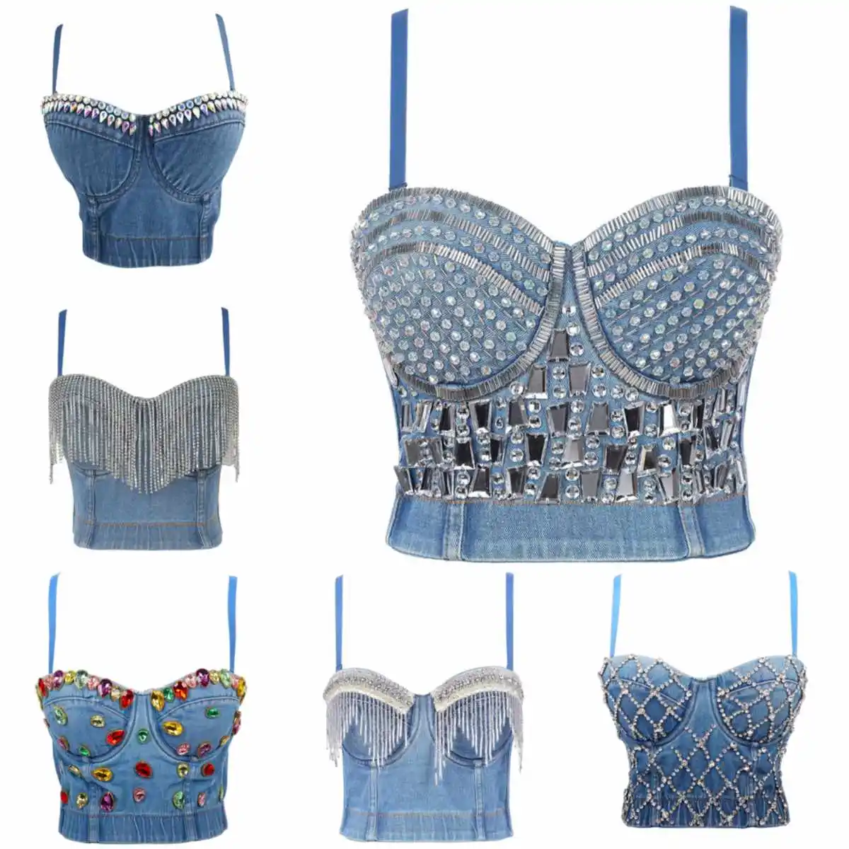 Sexy-Denim-Rhinestone-Corset-Camisoles-Bustiers-Bra-Party-Club ...
