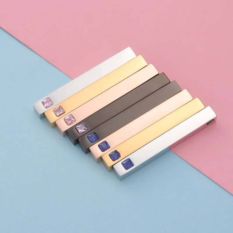 Stainless Steel Cuboid Rhinestone Encrusted Jewelry Accessories DIY ...