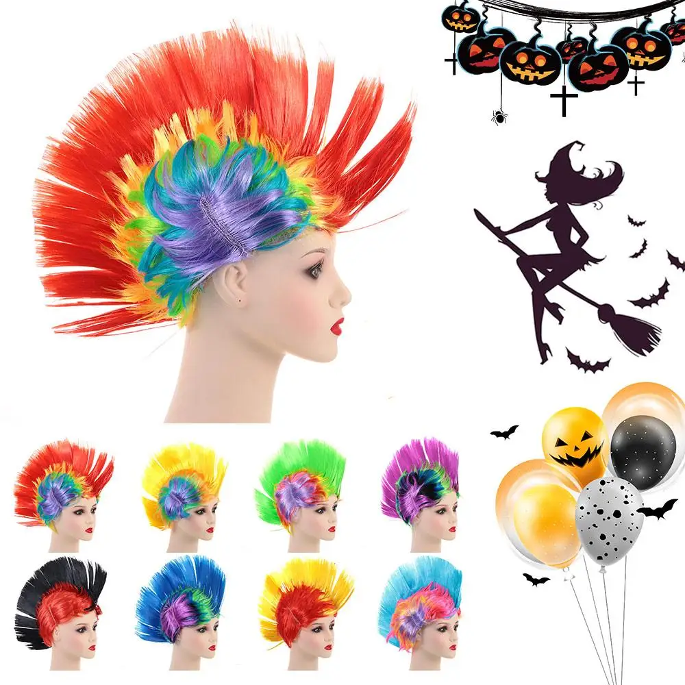 Wigs-for-Costume-Party-Colorful-Fluffy-Hair-Rainbow-Red-and-Yellow-Punk ...