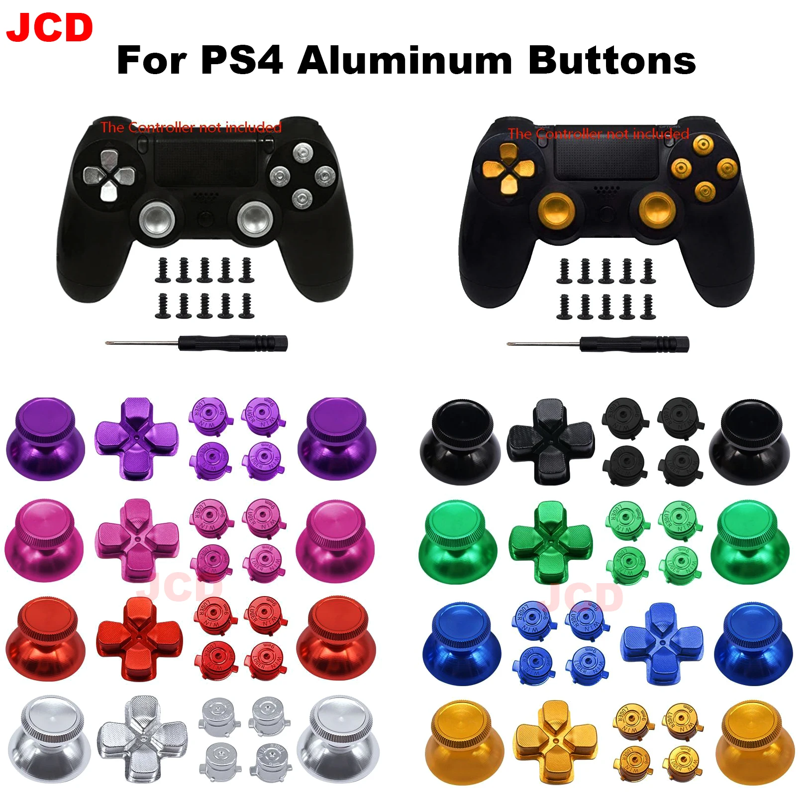 1set For PS4 Metal Mushroom Cap Thumb Aluminum Buttons ABXY Cross ...