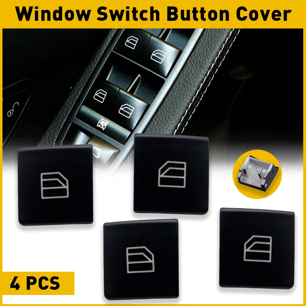 4Pcs-Car-Power-Window-Switch-Button-Cover-Cap-For-Mercedes-Benz-A-B-C-E ...