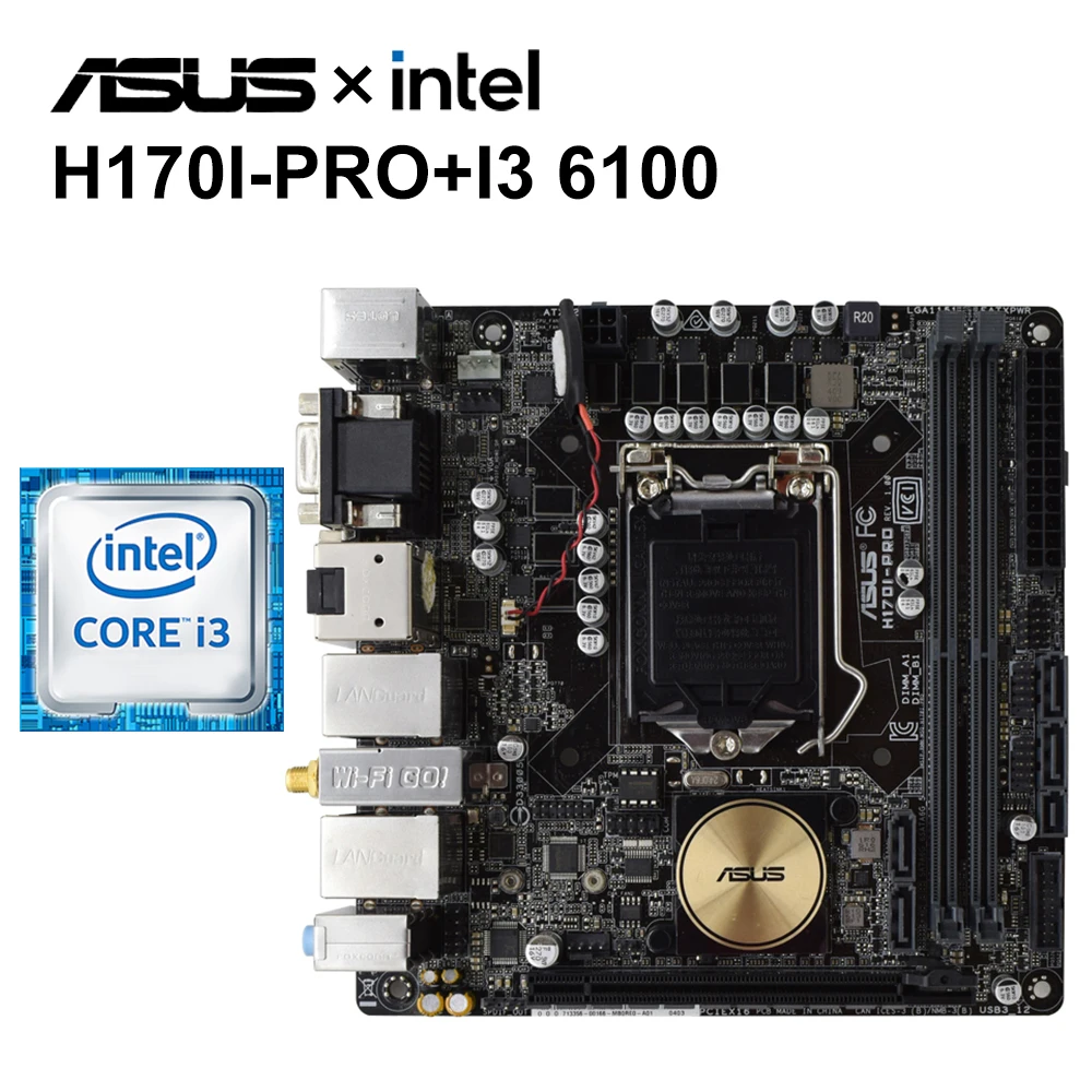 ASUS-LGA-1151-Motherboard-Set-H170I-PRO-CPU-i3-6100-Intel-H170-USB-3-0 ...