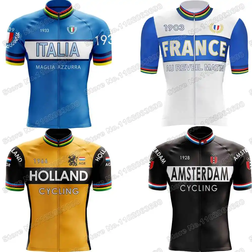 Vintage Cycling Jersey Italy France Holland Amsterdam Retro Italia ...