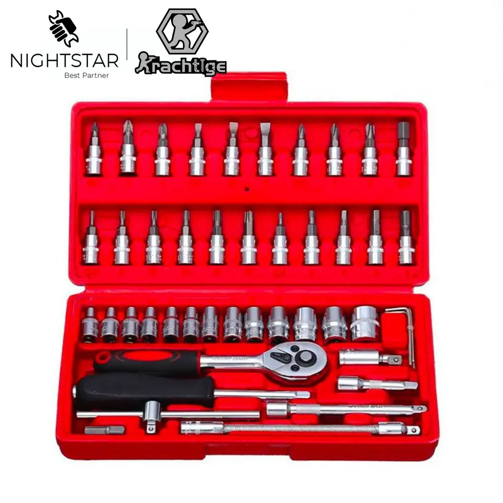 46Pcs-Wrench-Socket-Spanner-Screwdriver-Household-Motorcycle-Car-Repair ...