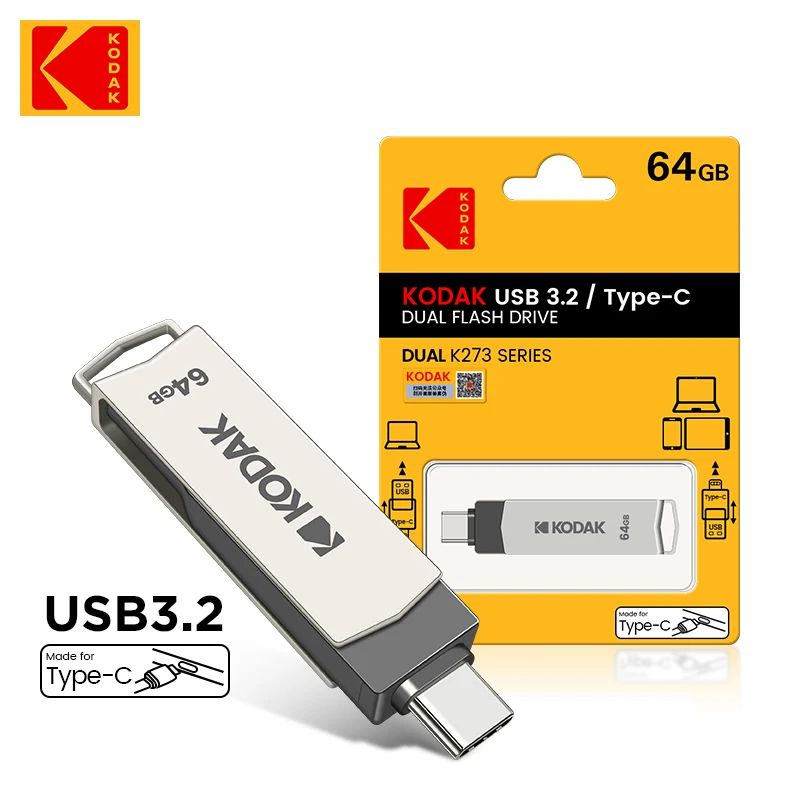 Kodak-Mini-Pendrive-USB-3-2-tipo-C-OTG-unidad-Flash-Dual-K273-128GB-USB ...