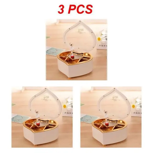 Heart Shape Dancing Ballerina Music Box PLastic Jewellery Box Carousel ...