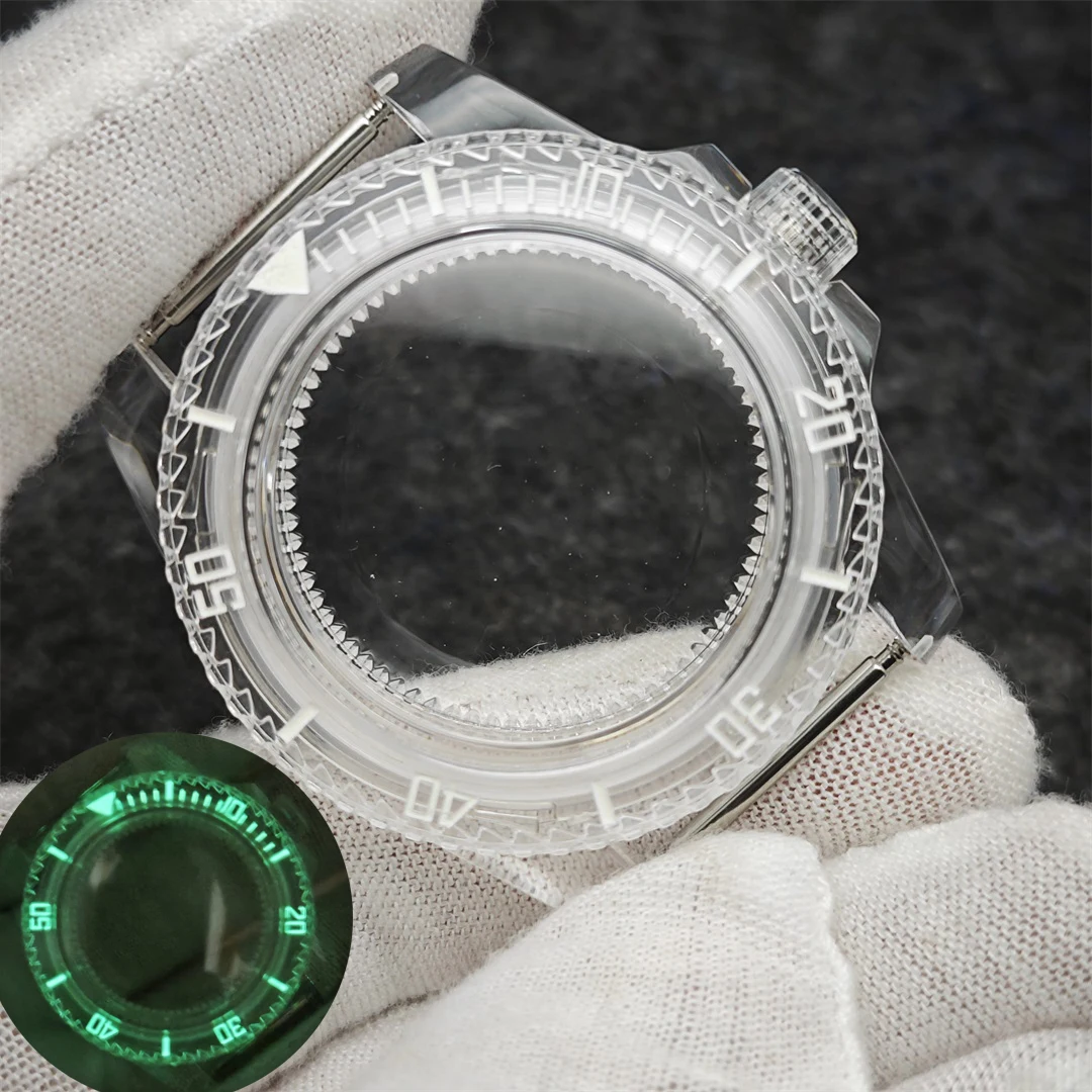 Green Luminous Watch Case 40mm Sub Transparent Acrylic Watch ...