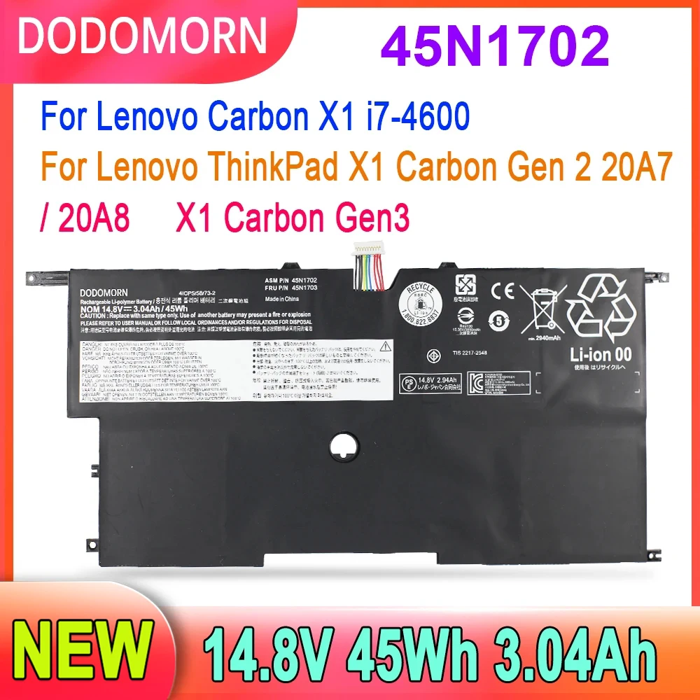 DODOMORN-New-45N1702-45N1703-Laptop-Battery-For-Lenovo-Carbon-X1-i7 ...