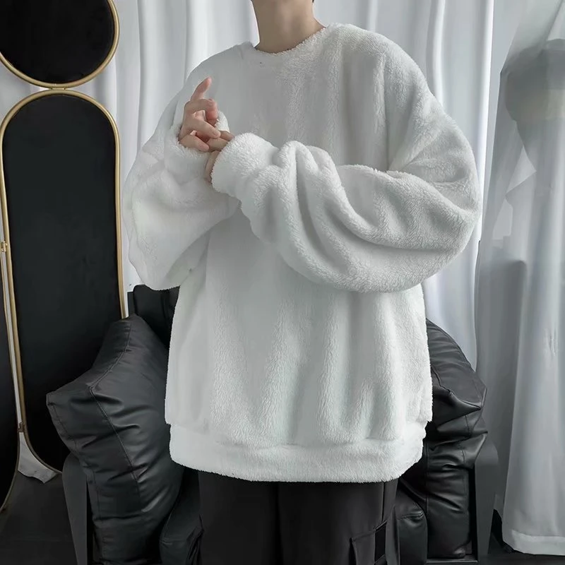 White sweater men students loose fluffy soft couple paragraph knitted ...