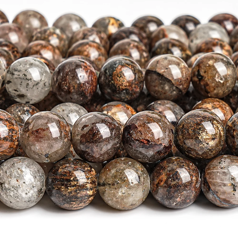 1-Strand-Natural-Brown-Gold-Leaf-Jasper-Beads-Strands-Gemstone-Round ...