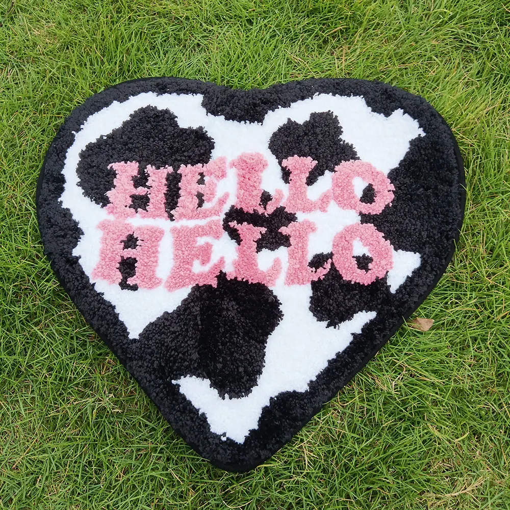 45x50cm Tufting Soft Carpet Love Heart Hello Letter Living Room Rug ...