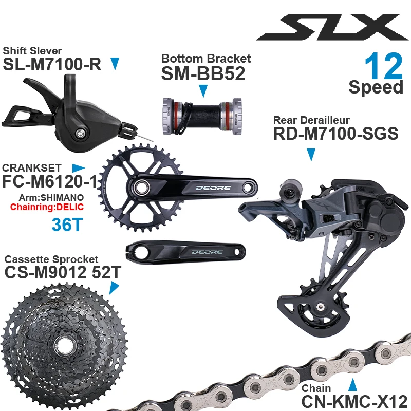 Shimano slx m7100 12 velocidade groupset com shifter traseiro chainkmc ...