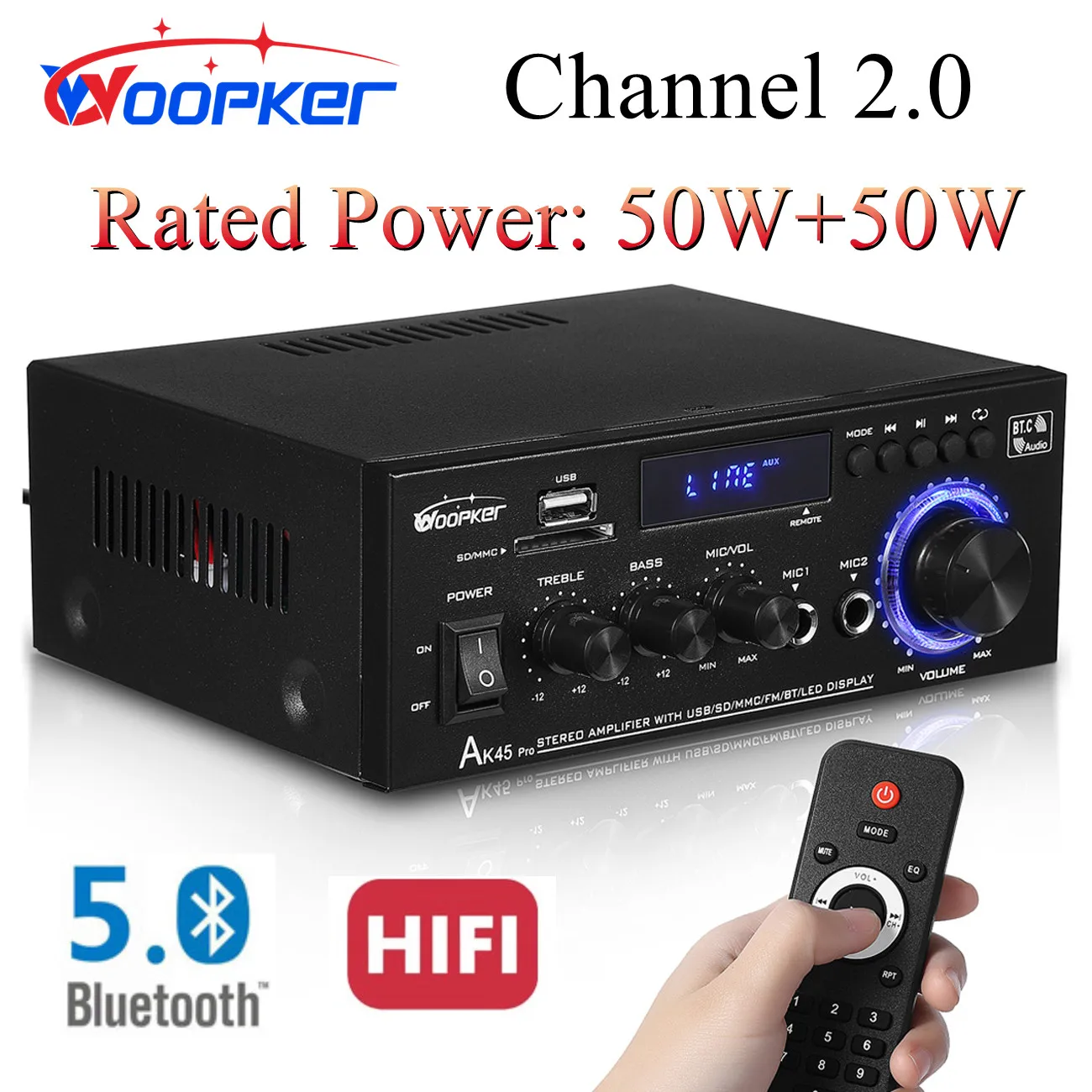 Woopker-HiFi-Audio-Amplifier-AK45-Pro-Bluetooth-Digital-MP3-Amplifiers ...