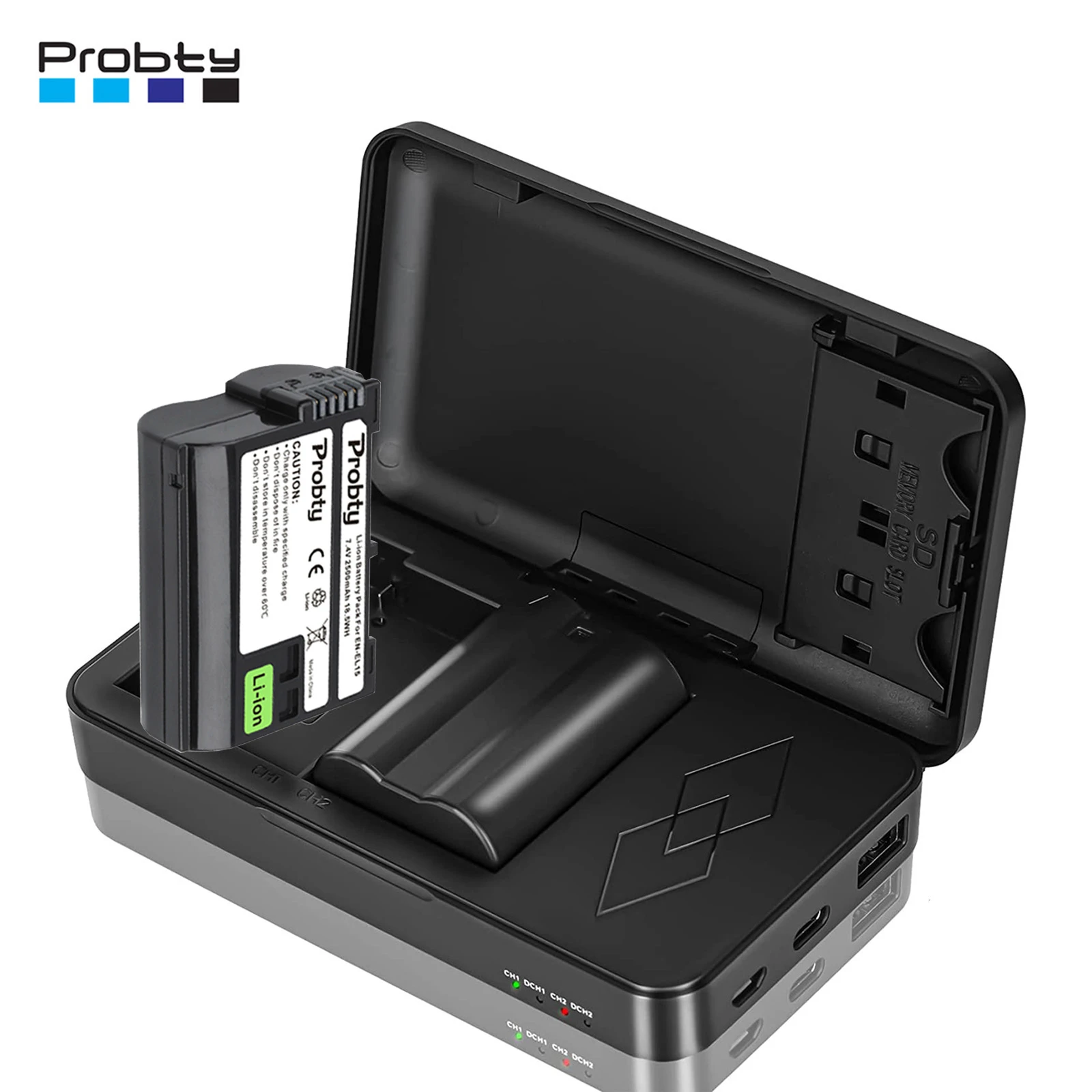 バッテリー充電器ケース,EN EL15C el15c en el15,Nikon z5,z6,z6 ii,z7,z7ii d780,d850,d7500,d500,d600カメラ用 ...