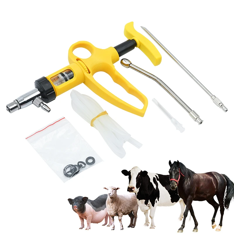 5Ml Adjustable Continuous Syringe Veterinary Pig Sheep Chicken Cow ...