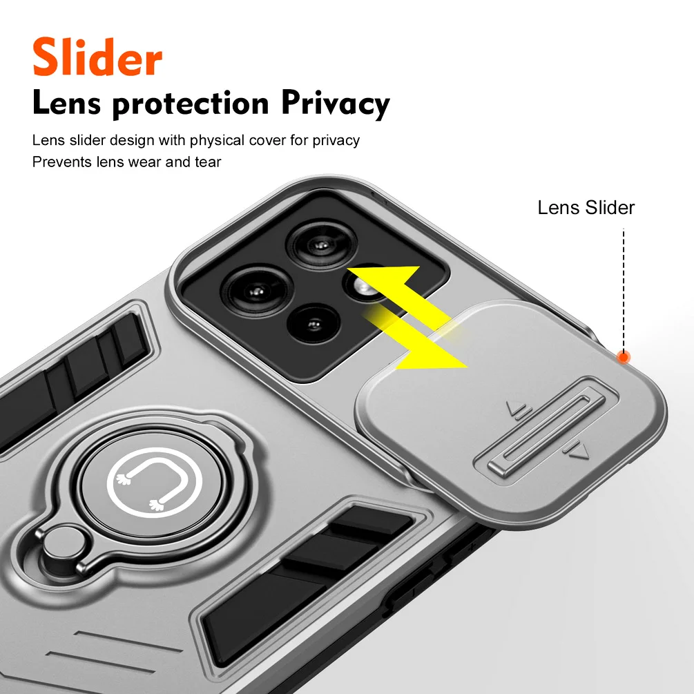 Sliding Window Metal Finger Card Holder Protect case for Moto Edge 50 ...