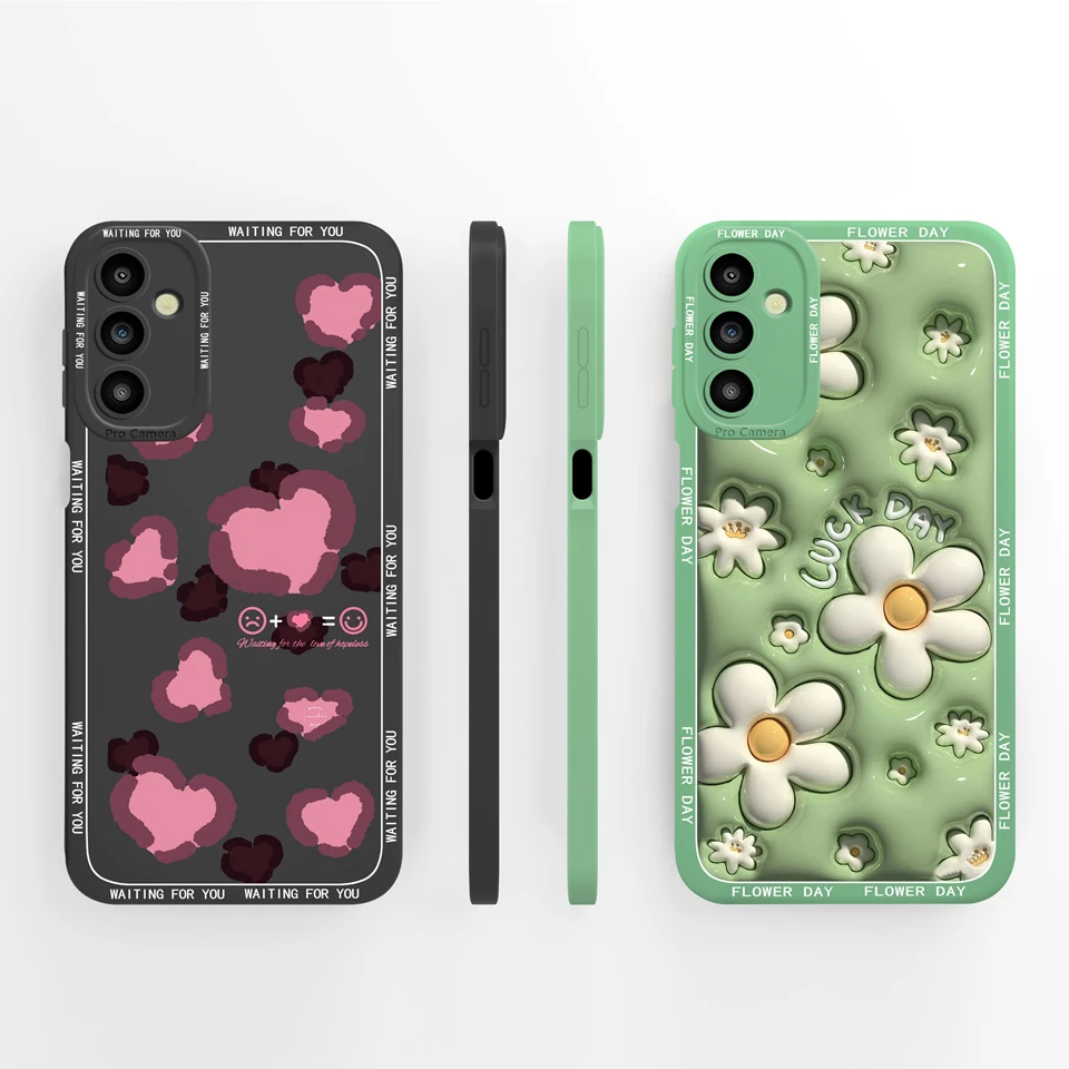 Case-For-Samsung-Galaxy-A14-4G-5G-Love-Heart-Silicone-Square-Protective-Antifouling-Durable ...