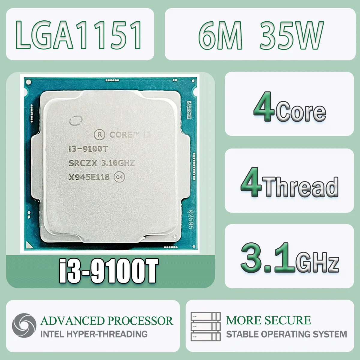 インテル Core I3-9100T 4 コア 4 スレッド 3.1GHz 6MB 35W I3 9100T コンピュータ CPU プロセッサ ...