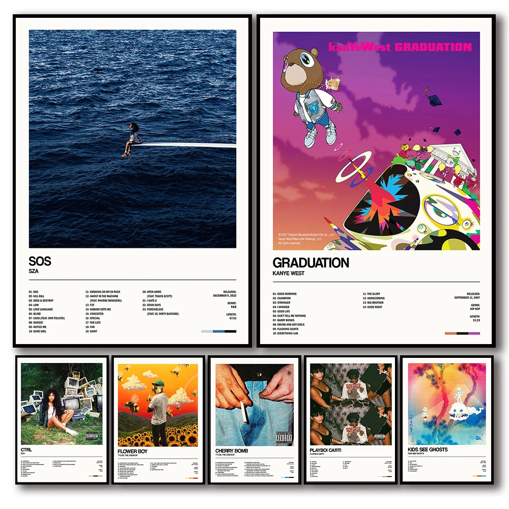 Music-Album-Star-Kanye-West-The-Weeknd-SZA-Graduation-Pop-art-poster ...