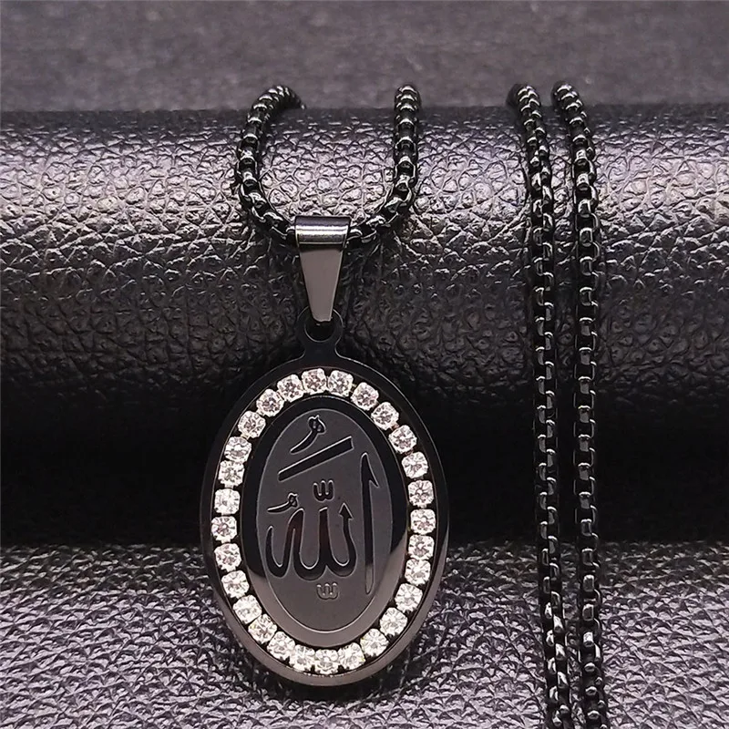 Islam-Allah-of-Afghanistan-Stainless-Steel-Rhinestone-Chain-Necklace ...