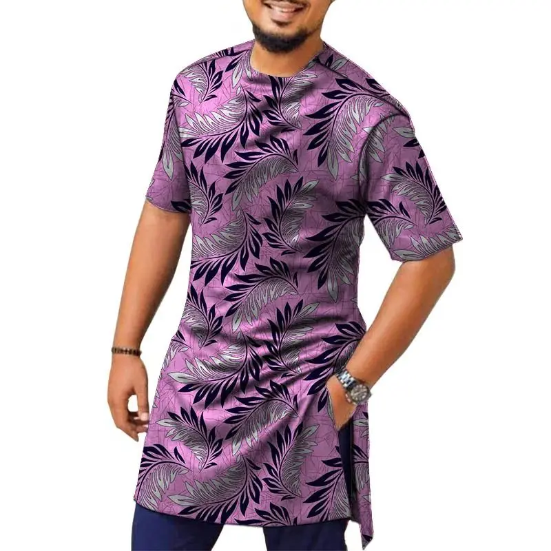 African Fashion Gorgeous Print Design Men's Tops Nigeria Style Colorful ...