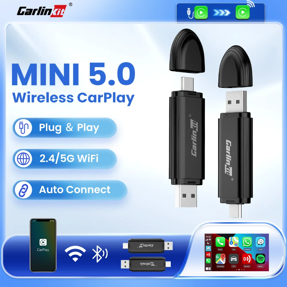 CarlinKit-New-Wireless-CarPlay-Adapter-MINI-5-USB-Dongle-Wired-to ...