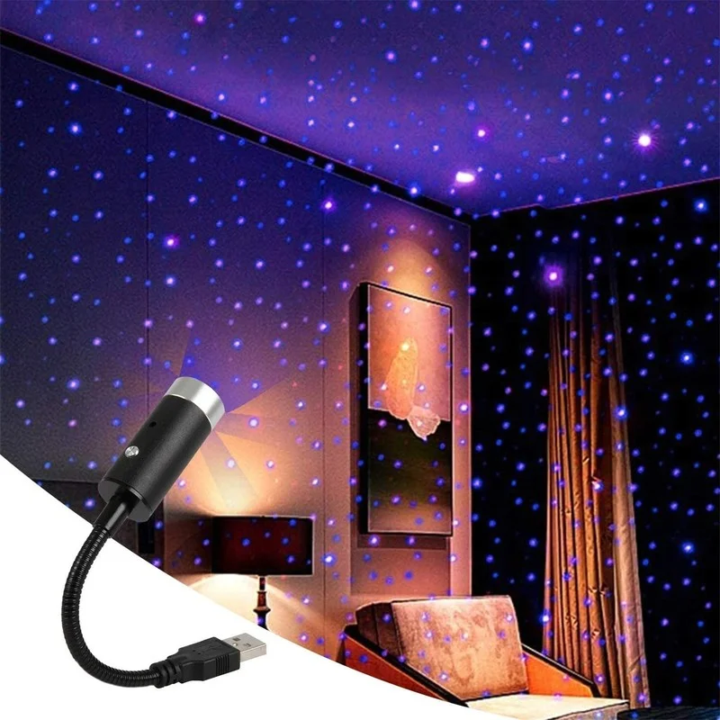 휴대용 미니 Led 장식 램프 Usb 조정 가능 웨딩 카 인테리어 천장 장식 지붕 별 프로젝터 프로젝션 야간 조명