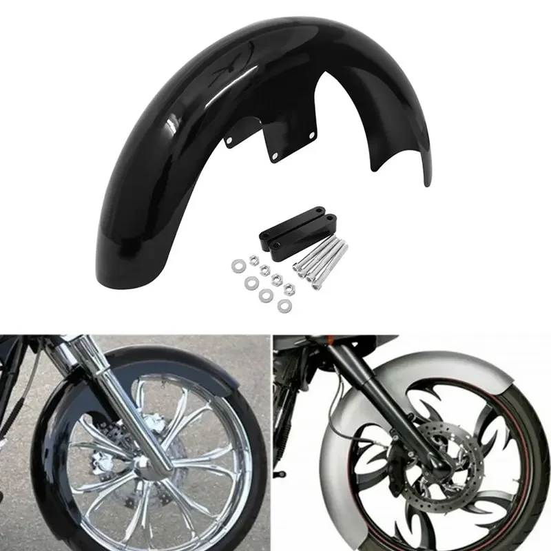 Motorcycle ABS Plastic Gloss Black 21" Wheel Wrap Front Fender For ...