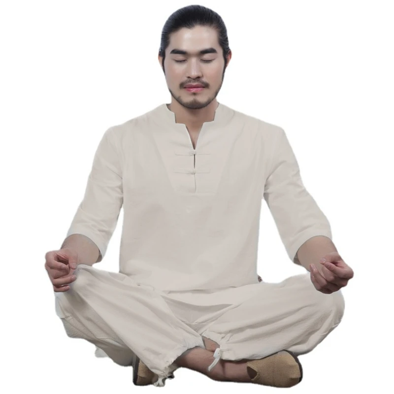 Men-Tang-Suit-Yoga-Clothes-Cotton-Linen-Meditation-Clothing-Zen-Wear ...