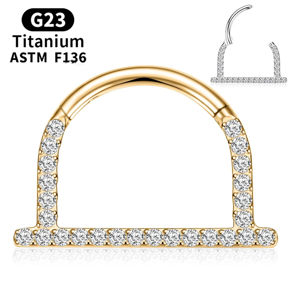 G23-Titanium-Piercing-Septum-Nose-Rings-CZ-U-shaped-Hoop-16G-Daith ...