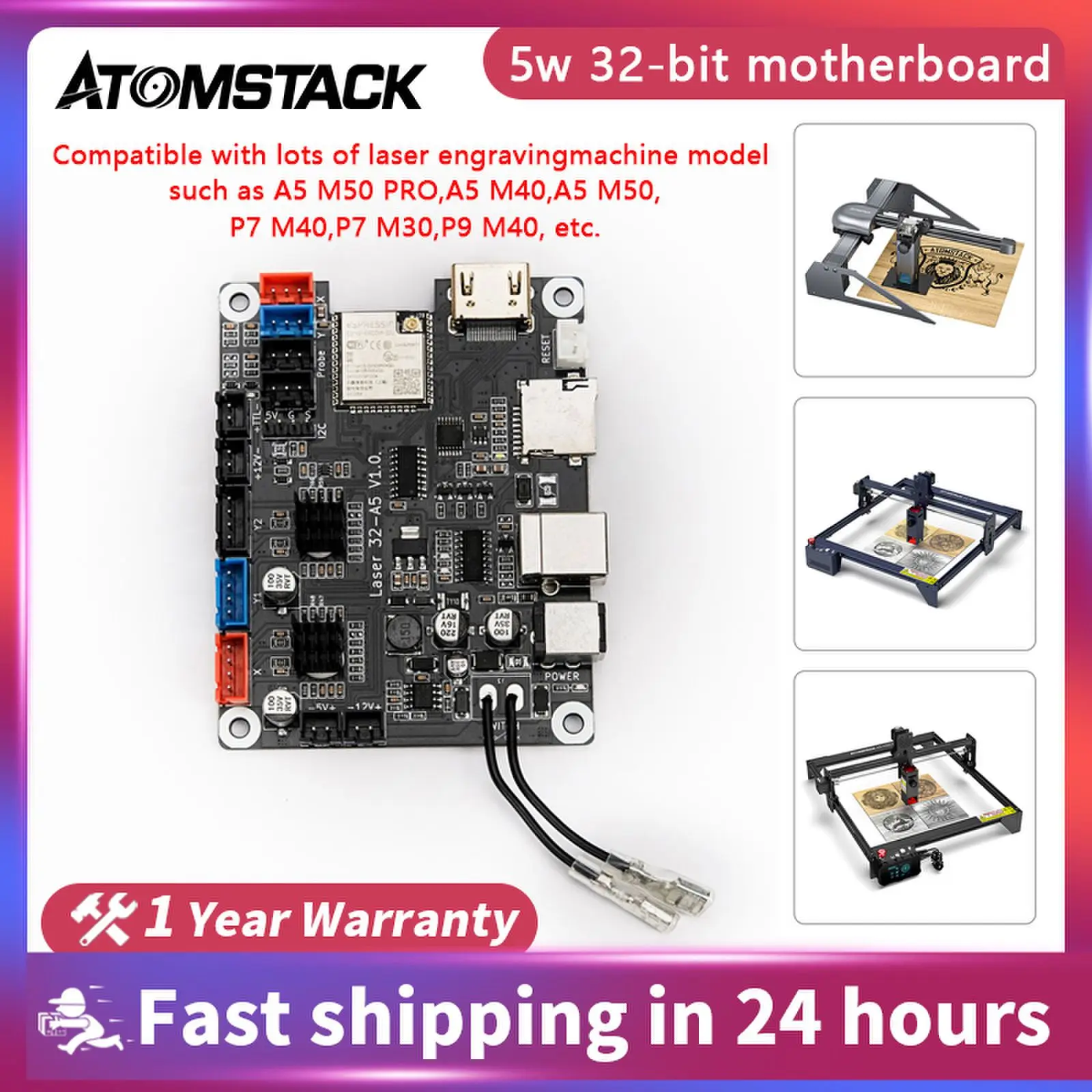 Atomstack reemplazo de placa base de 32 bits para máquina de grabado láser de 5W, adecuado para ...