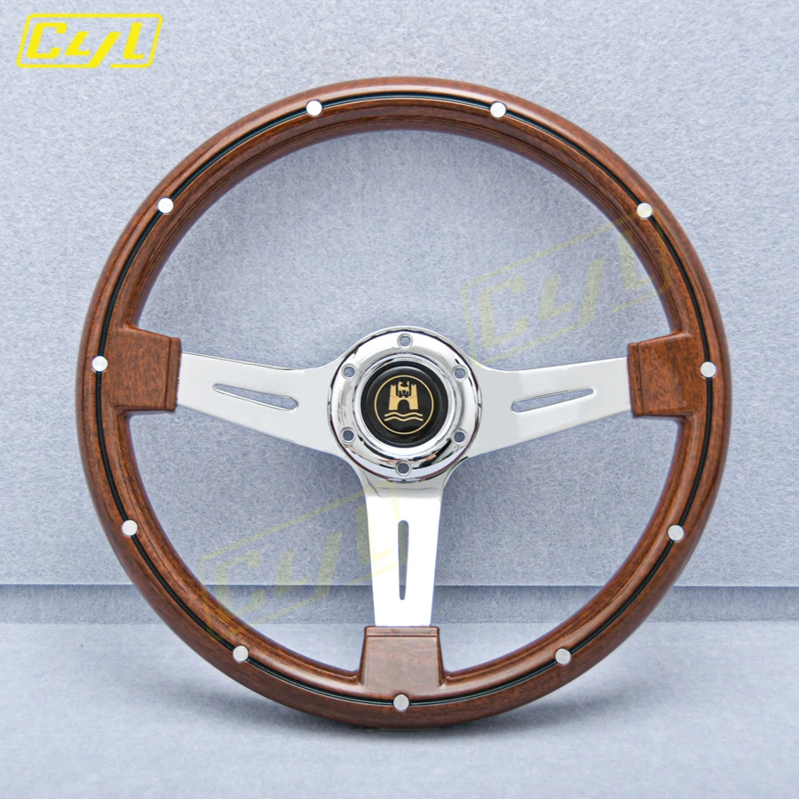 14inch-350mm-Wooden-Steering-Wheel-Classic-Vintage-Car-Racing-Sports ...