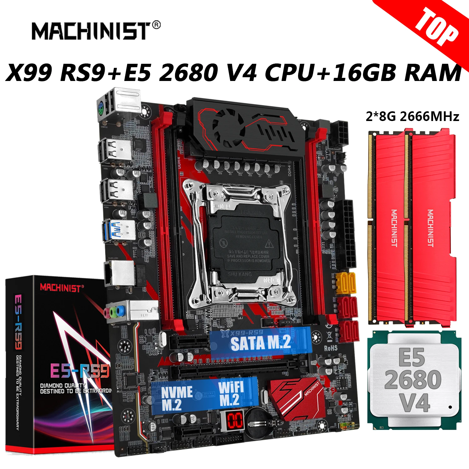 MACHINIST-RS9-X99-Motherboard-Set-Kit-Xeon-E5-2680-V4-CPU-Processor ...