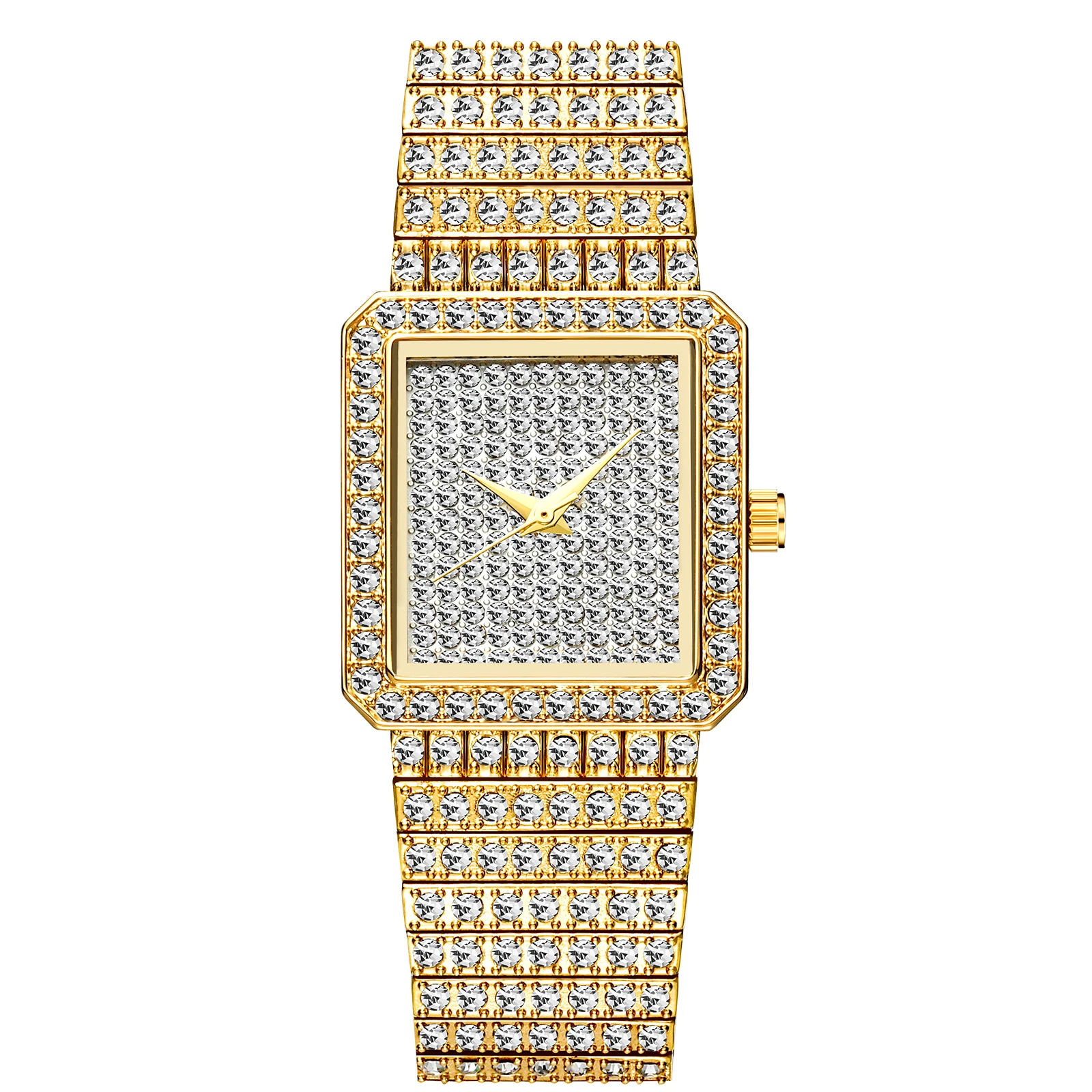 Diamond Square Women Watch Gold Silver Luxury Ladies Dress Quartz Watch ...