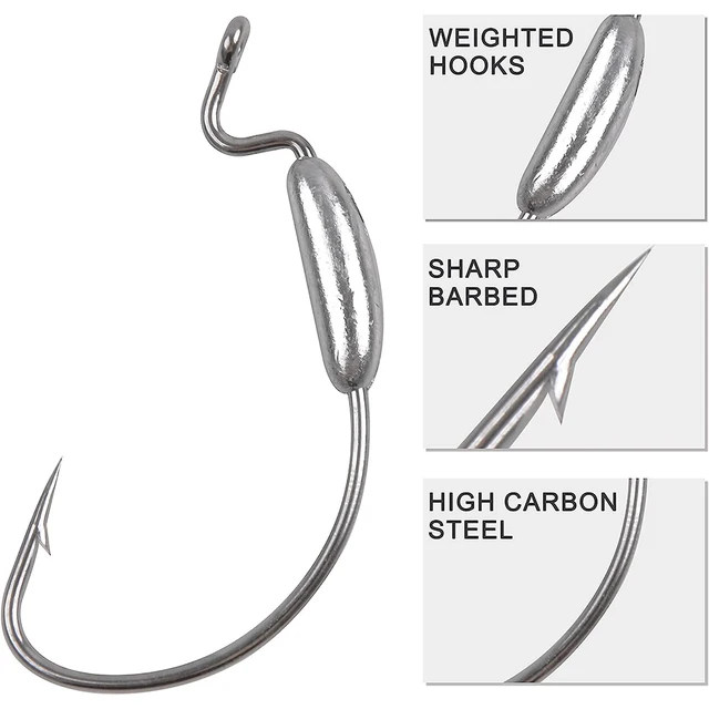 Texas Rig Fishing Hooks Dr.Fish 20 Pack Fishing Weighted Worm Hooks ...