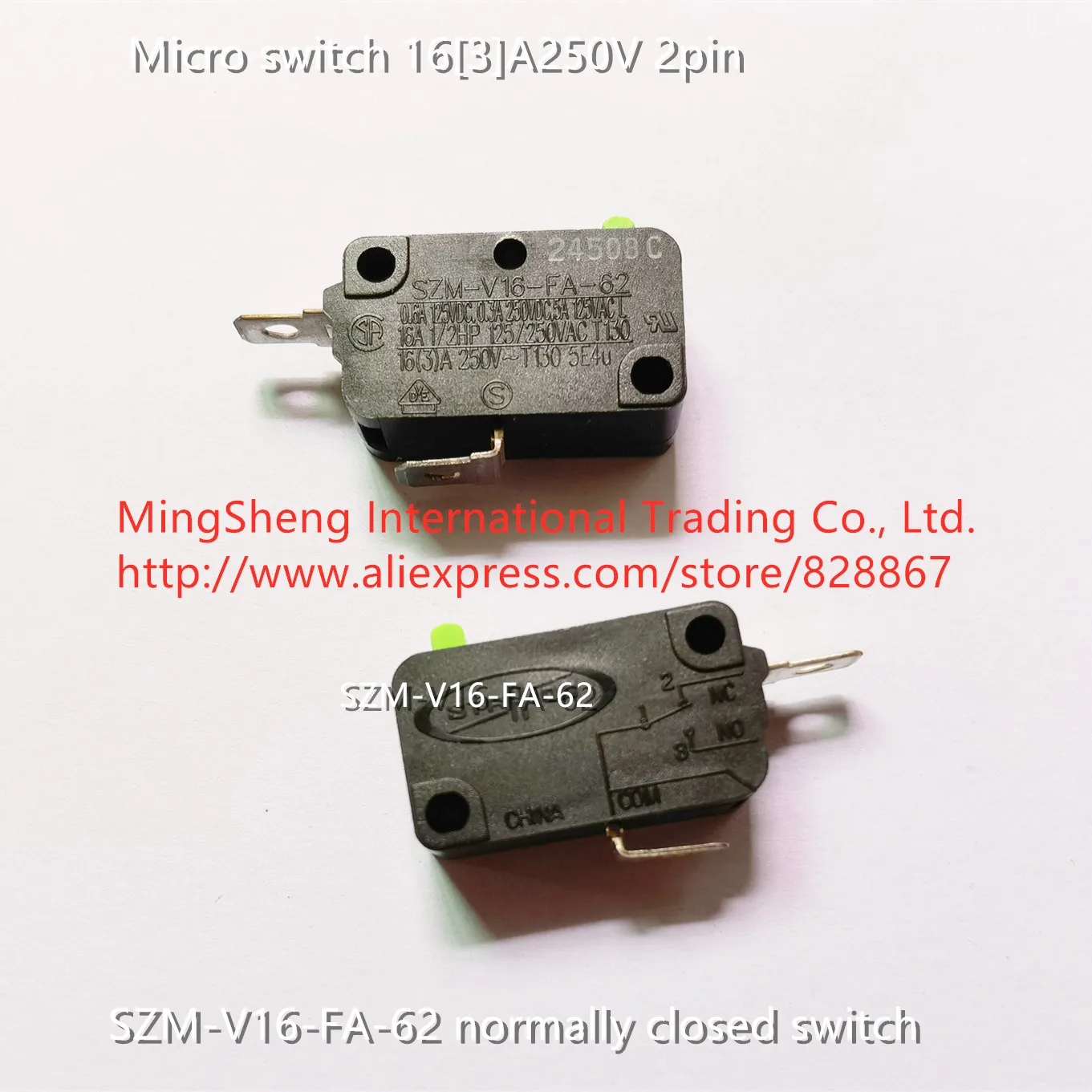 Original new 100% 2pin micro switch 16[3]A250V SZM-V16-FA-62 normally ...