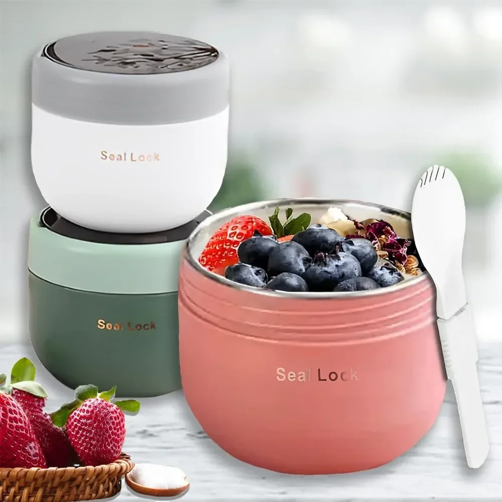 1PCS-600ML-Stainless-Steel-Thermal-Insulation-Spoon-with-Lid-Breakfast ...