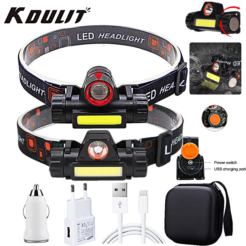 KDULIT-Portable-Zoom-Headlamp-Mini-Powerful-Built-In-18650-Battery ...