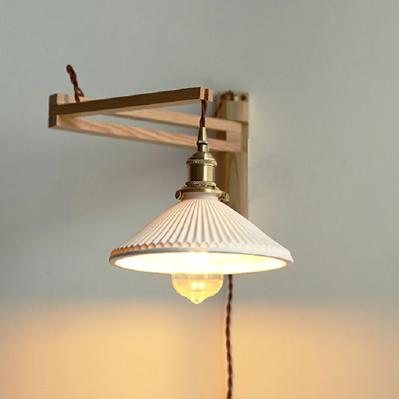 Retro-Folding-Wall-Lamp-Retractable-Walnut-Solid-Wood-Wall-Lamp ...
