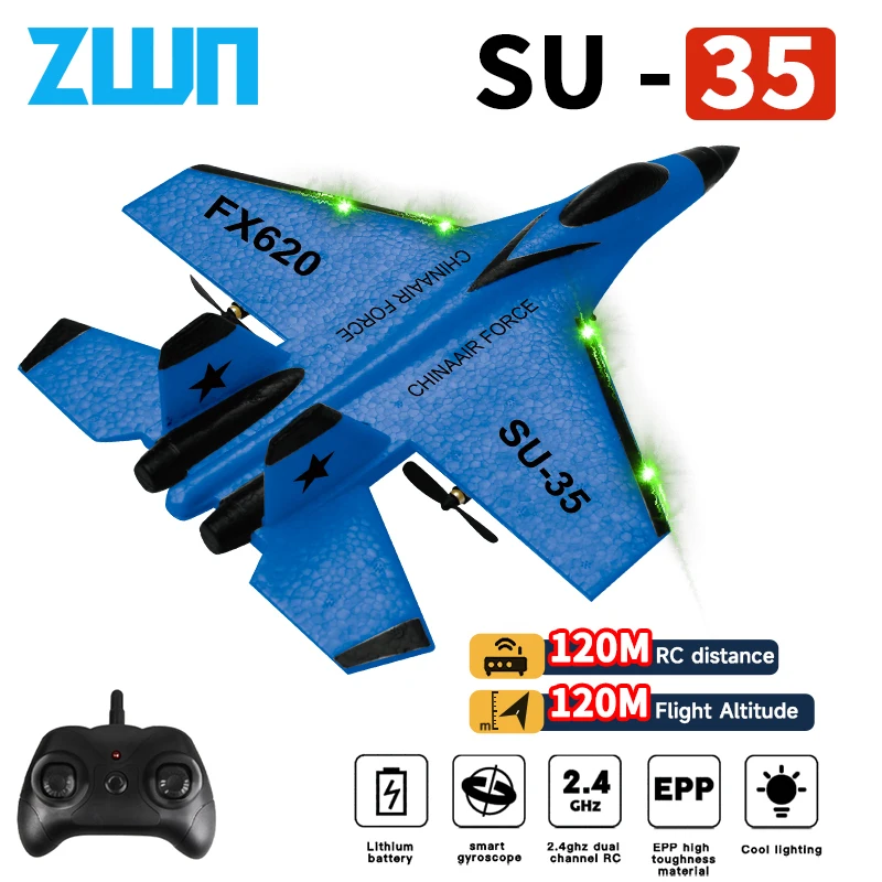 RC Plane SU35 2.4G With LED Lights Aircraft Remote Control Flying Model ...
