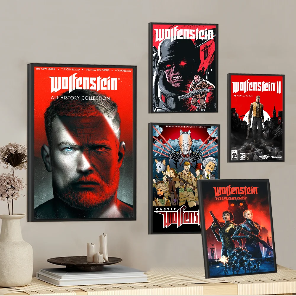 Wolfenstein-P-ster-de-arte-autoadhesivo-pegatina-de-papel-impermeable ...
