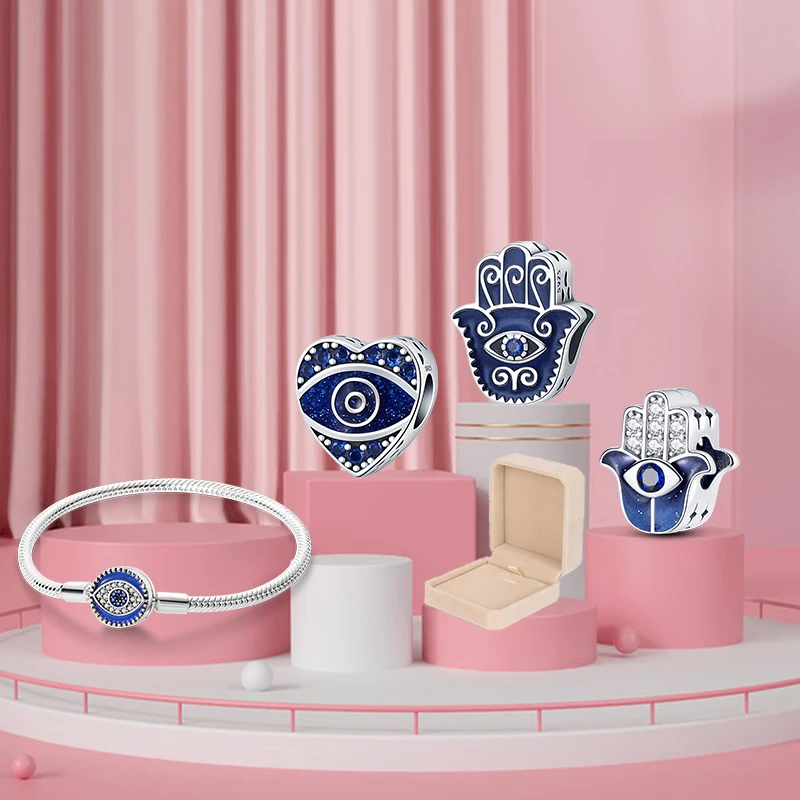 925-Silver-Set-Jewelry-Blue-eyes-Egypt-Devil-s-Eye-Skulls-Pharaoh-Charm ...