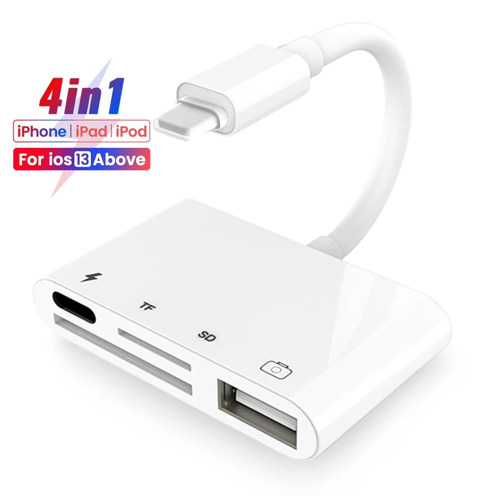 4In1 SD TF Memory Card OTG Adapter for iphone 8-Pin To SD TF Card ...