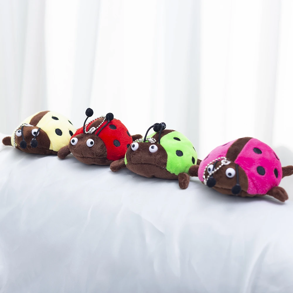 4 Colors 9Cm Cute Ladybug Cartoon Animal Plush Keychain Ladybird ...
