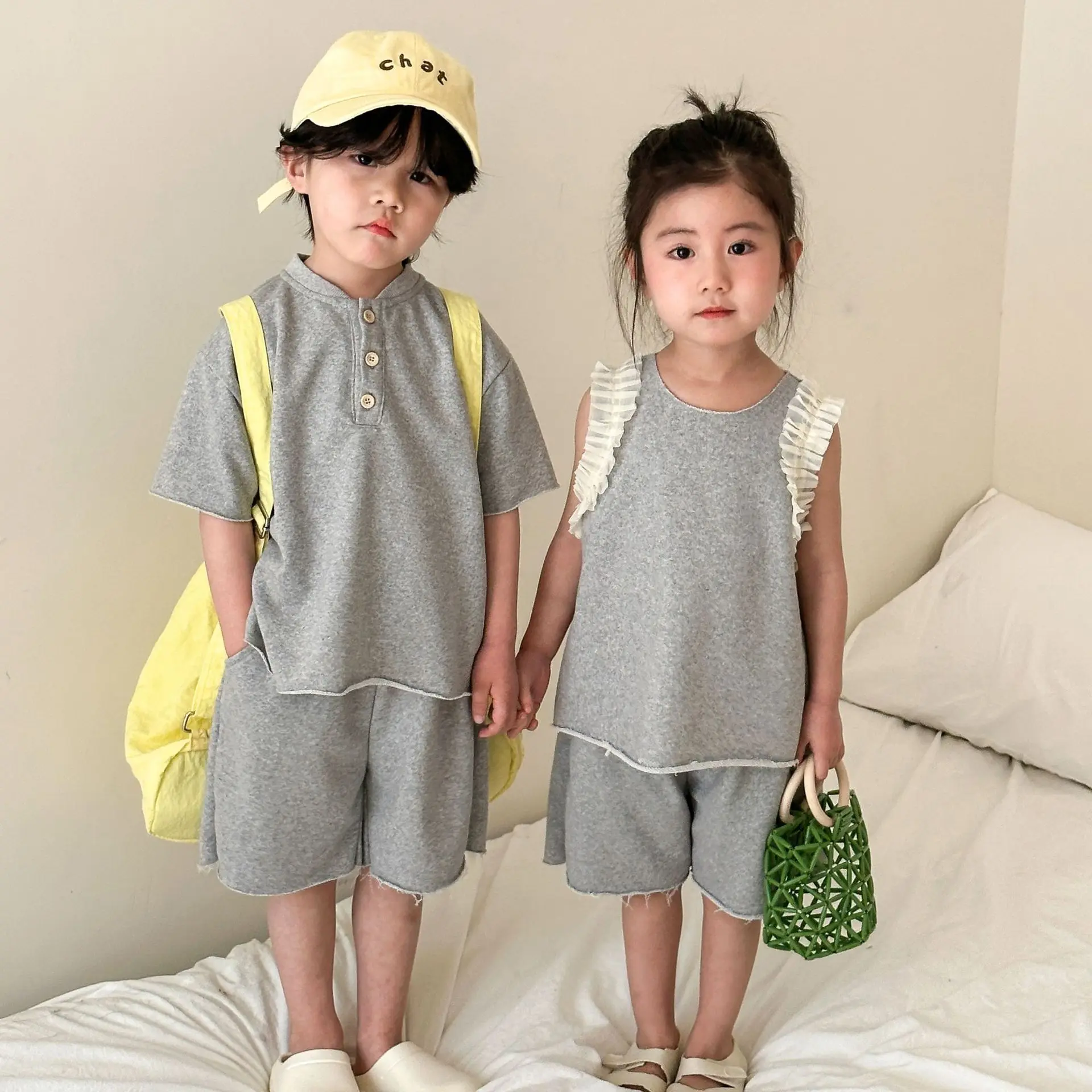 Summer-Brother-Sister-Outfits-Boy-Baby-Solid-Loose-Sport-Short-Sleeve-T ...