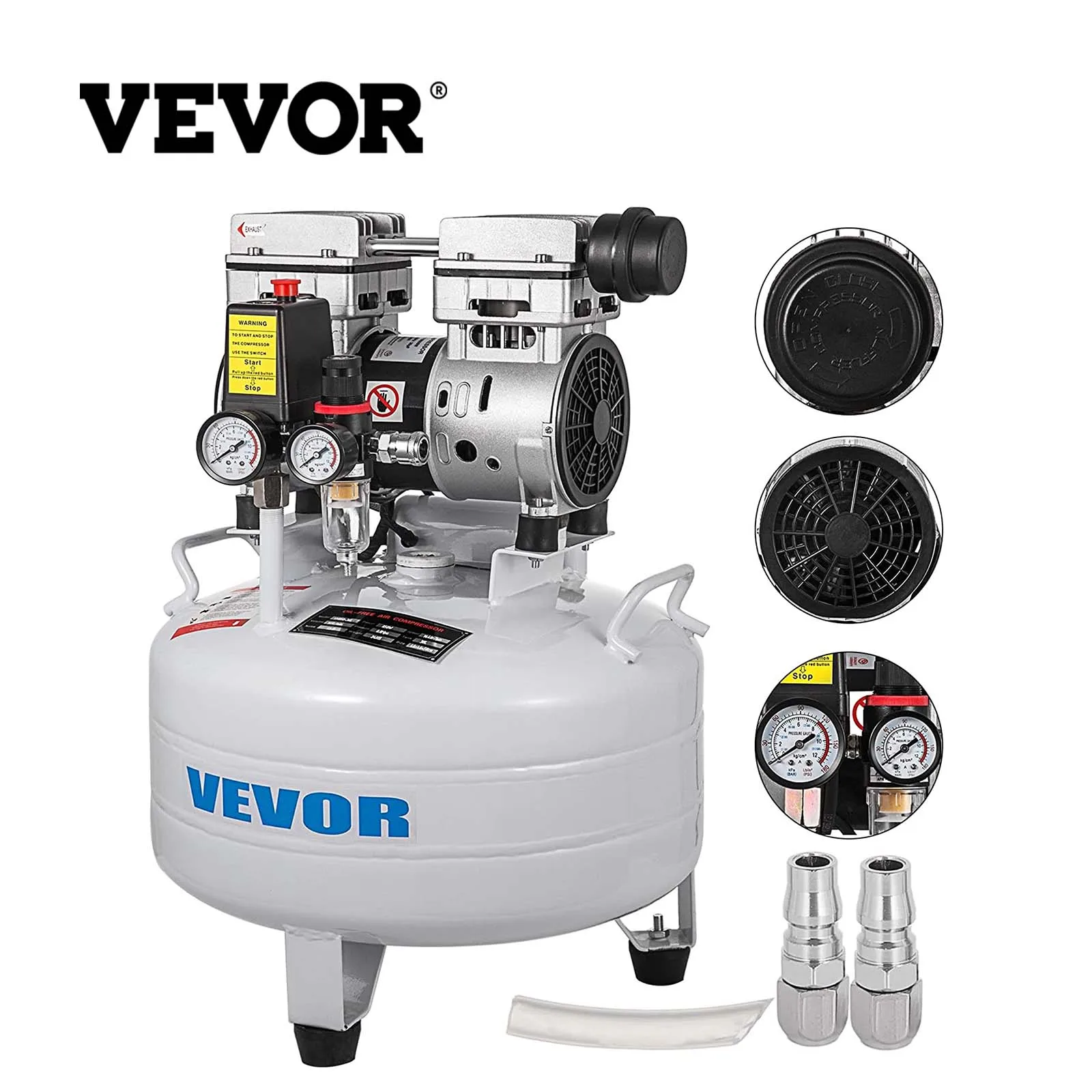 VEVOR compresor de aire Vertical, 6,6 galones, Ultra silencioso, sin ...