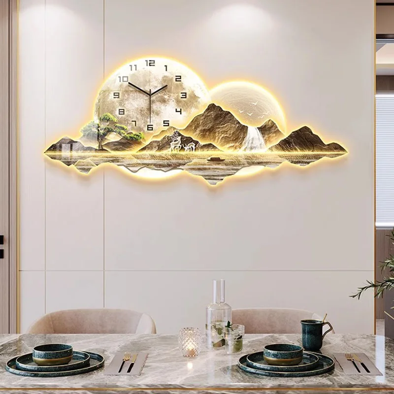 Chinese-Style-Design-Wall-Clock-Acrylic-Big-Size-Battery-Light-Wall ...